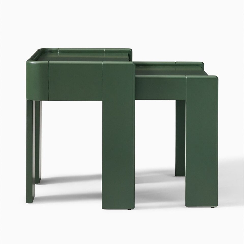 Rylee Nesting Bedside Table - Dark Olive (58 cm - 66 cm) - Modern & Sustainable | West Elm UK